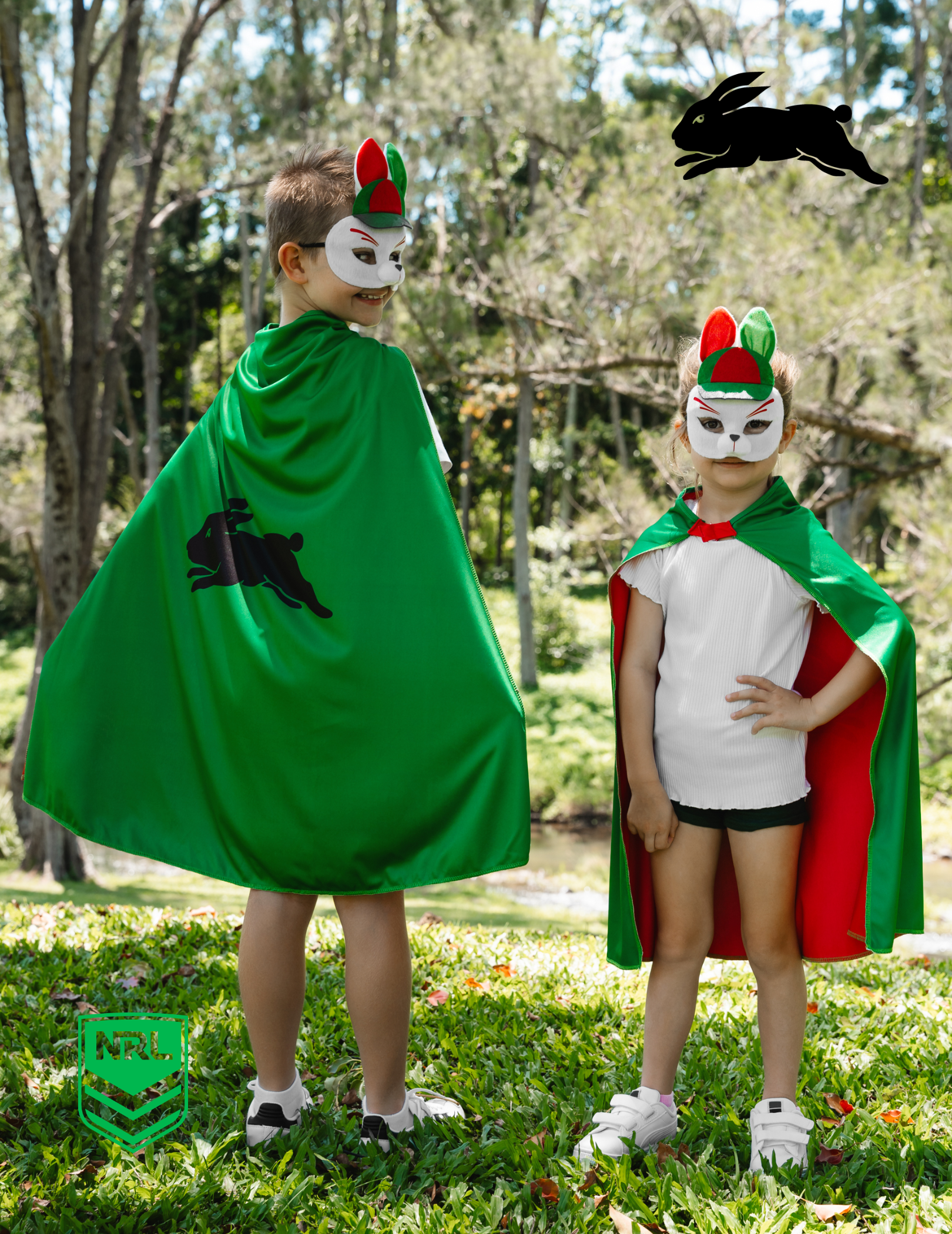 South Sydney Rabbitohs Kids NRL Hero Pack – Cape & Mask Set | Official ...